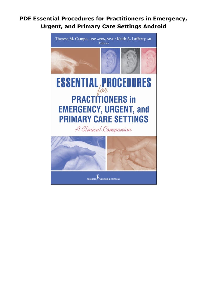 PDF Essential Procedures for Practitioners in Emergency, Urgent, and Primary Care Settings ...