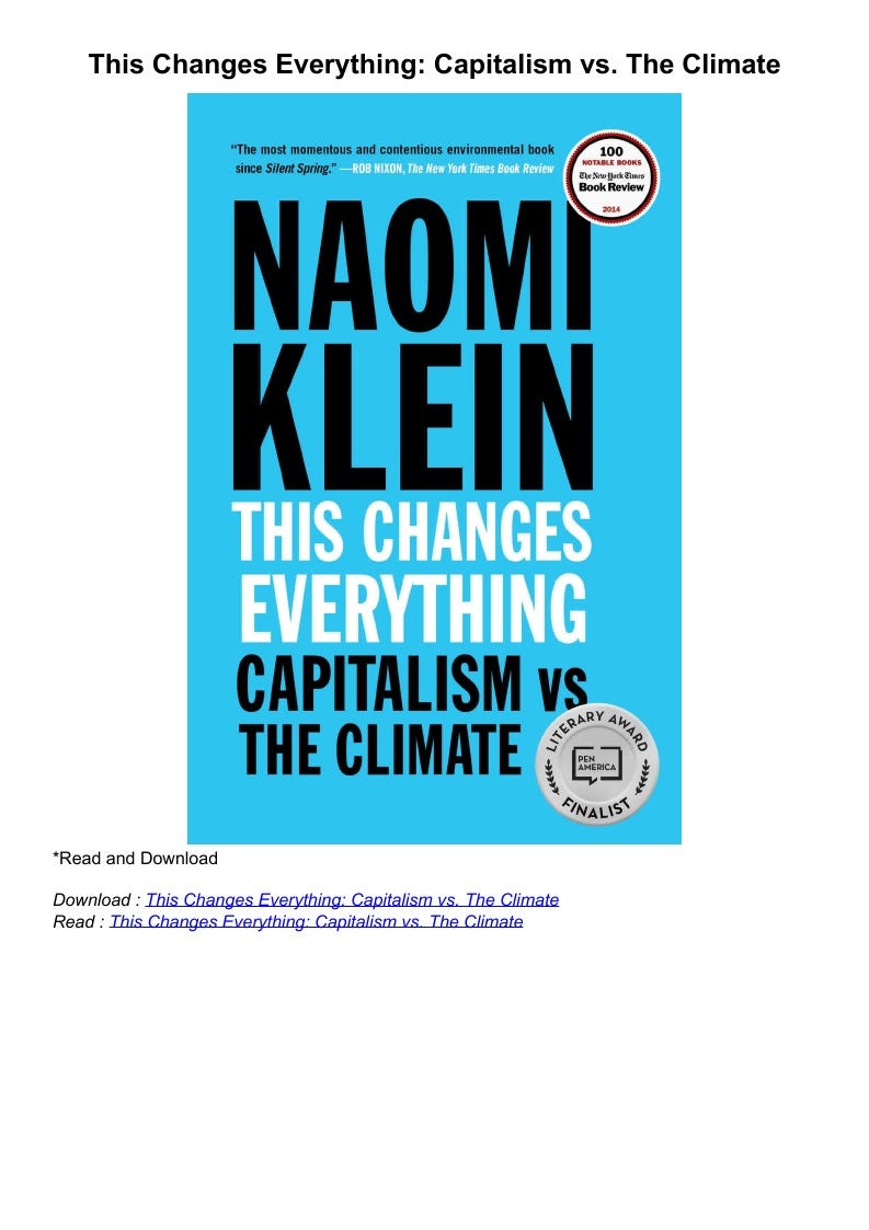 PDF This Changes Everything: Capitalism vs. The Climate (PDF) | by ...