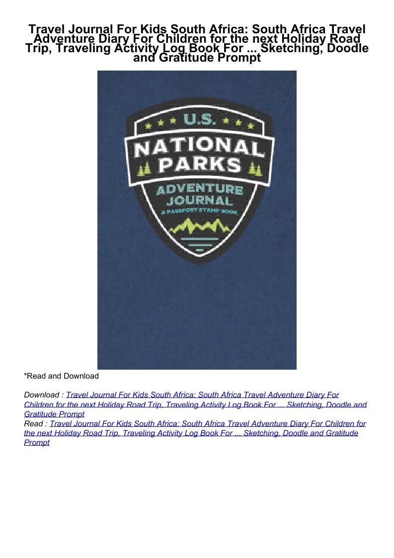 PDF Travel Journal For Kids South Africa: South Africa Travel Adventure ...