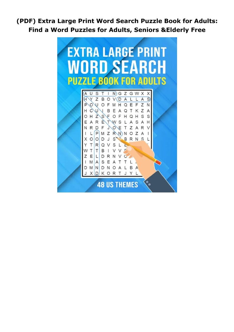 (PDF) Extra Large Print Word Search Puzzle Book for Adults: Find a Word ...