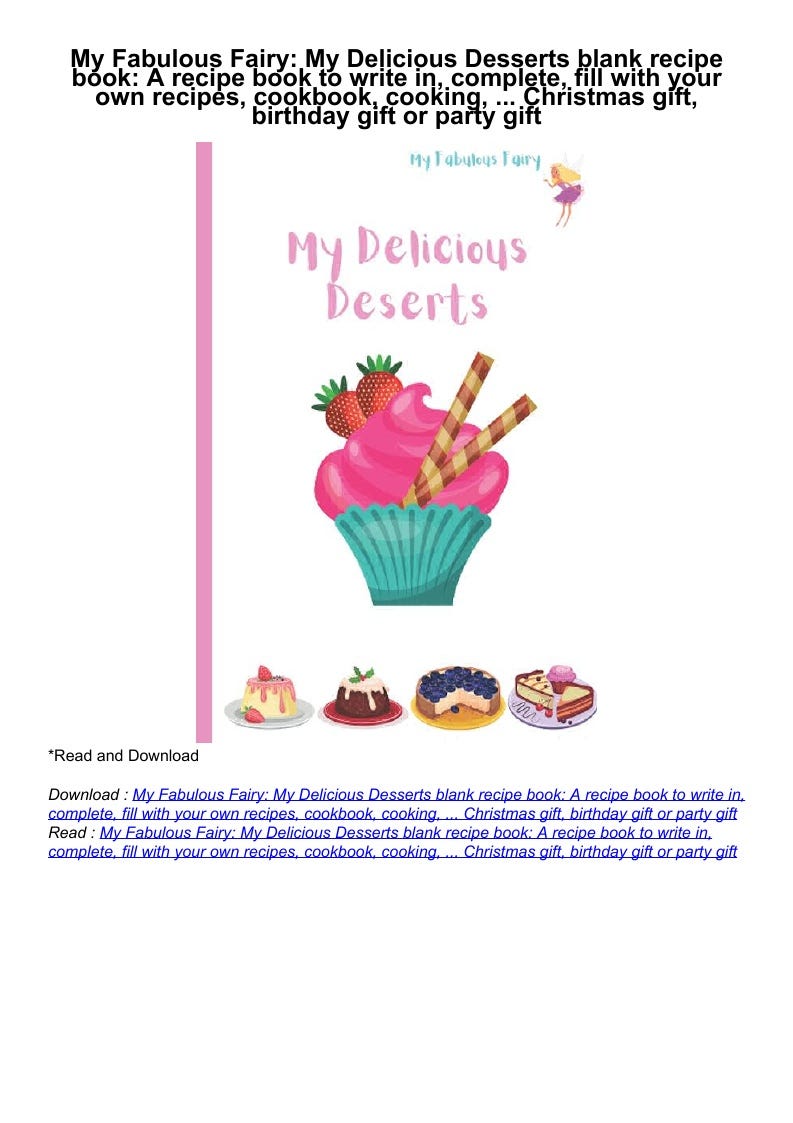 download pdf My Fabulous Fairy: My Delicious Desserts blank recipe book ...
