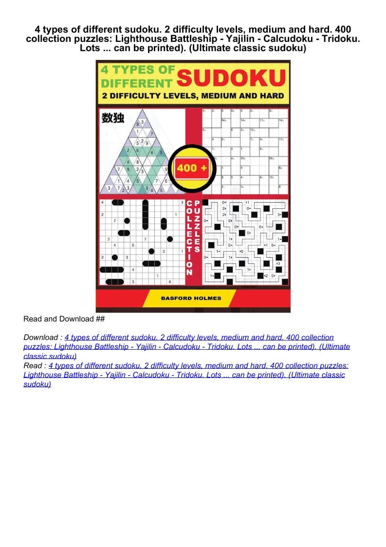 ⚡PDF 4 types of different sudoku. 2 difficulty levels, medium and hard. 400 | by Yasofarosa ...