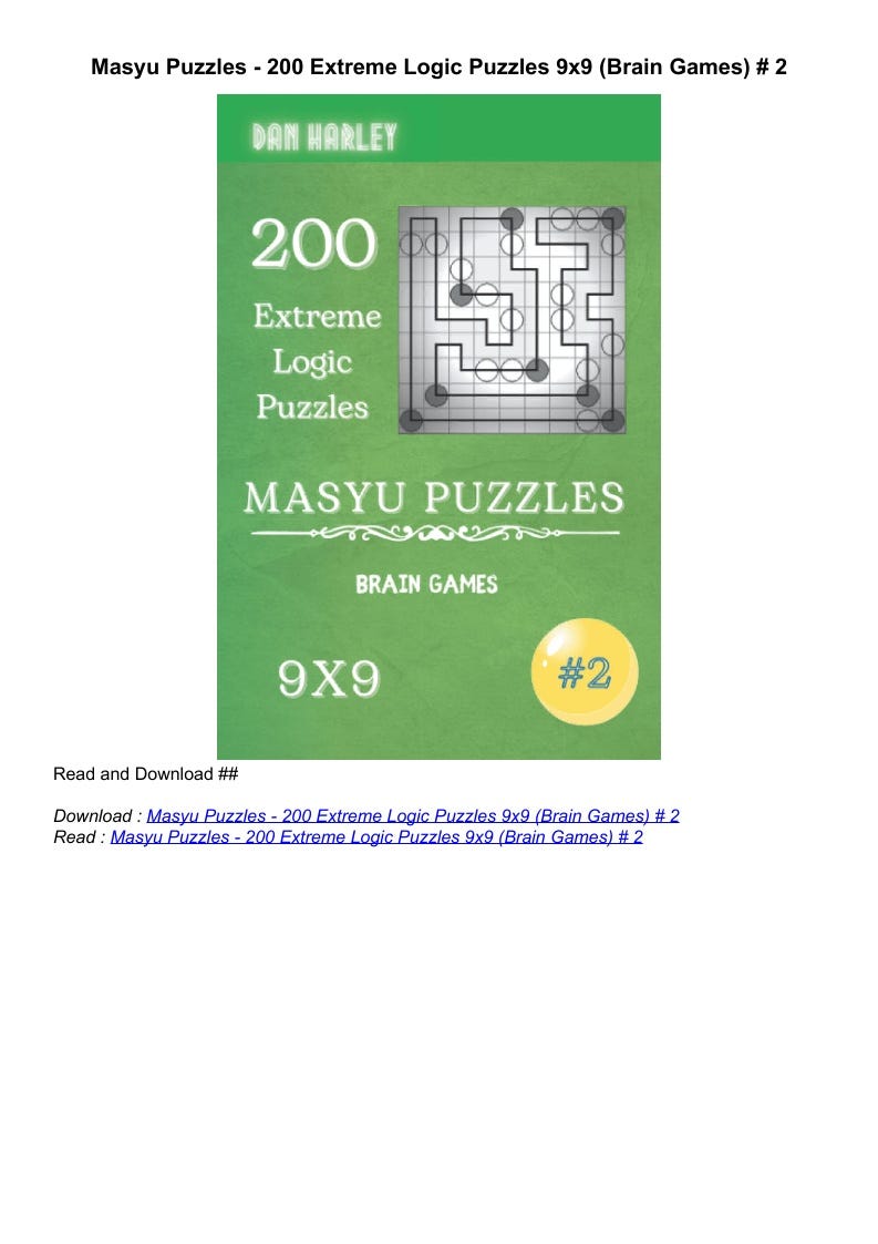 $PDF$/READ Masyu Puzzles — 200 Extreme Logic Puzzles 9x9 (Brain Games ...