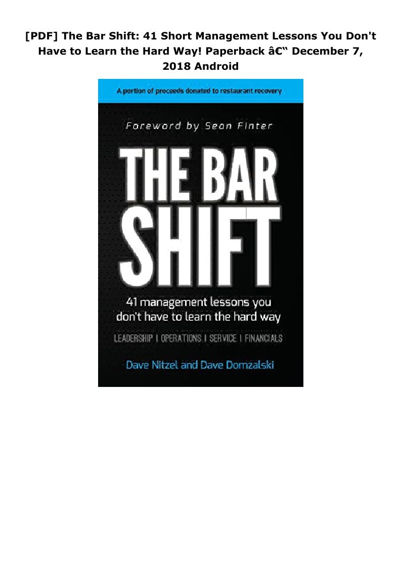 PDF The Bar Shift: 41 Short Management Lessons You Don’t Have to Learn ...