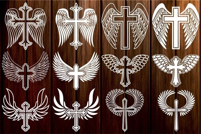 12x Crosses with wings 2d cnc models for laser plasma cut machines in ...