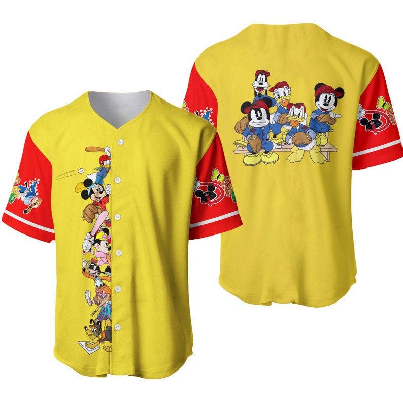 Mickey Minnie Friends All Over Print Baseball Jersey - son nguyen - Medium