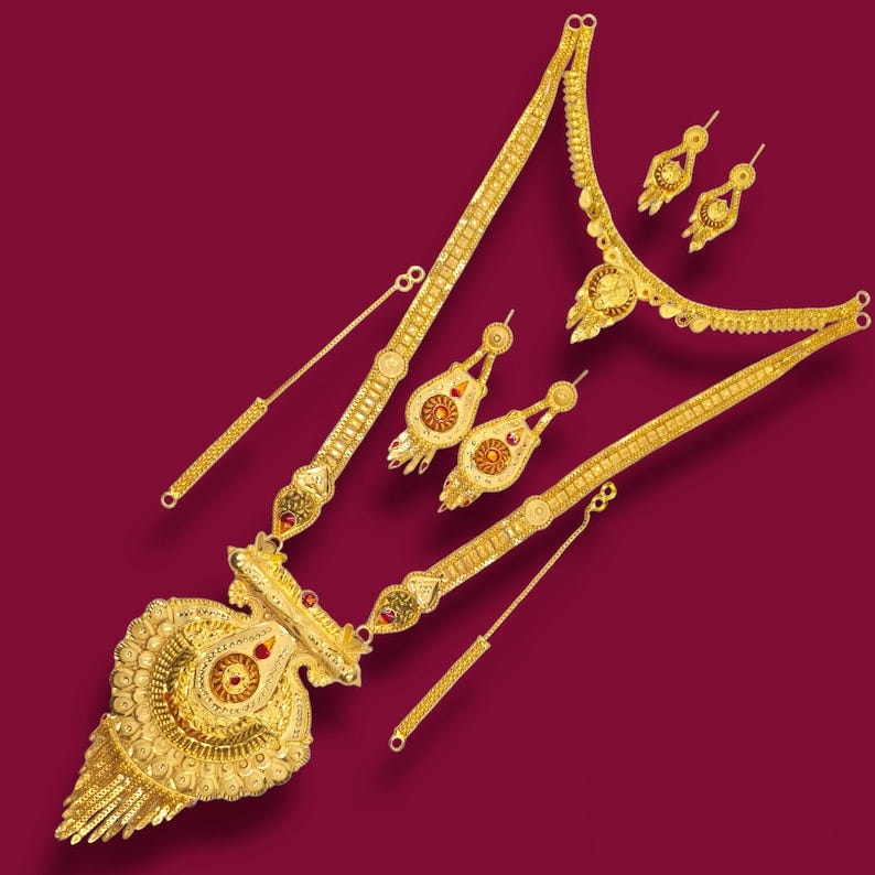“Golden Elegance: Gold-Plated Necklace and Earring Set” - etsy - Medium