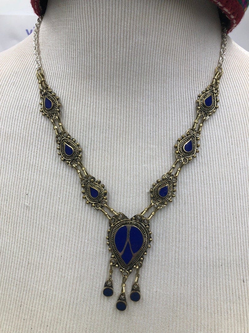 This copper rusty antique custom necklace is inspired by Afghan kuchi ...