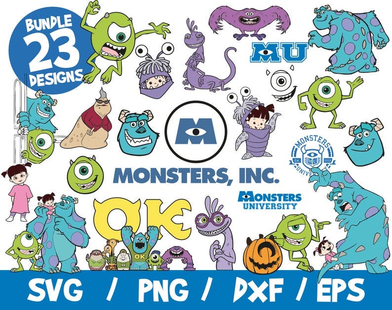 Monsters Inc svg bundle university disney cricut halloween cute Boo ...