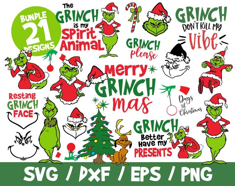 Grinch svg bundle christmas Merry Grinchmas resting Grinch face cricut ...