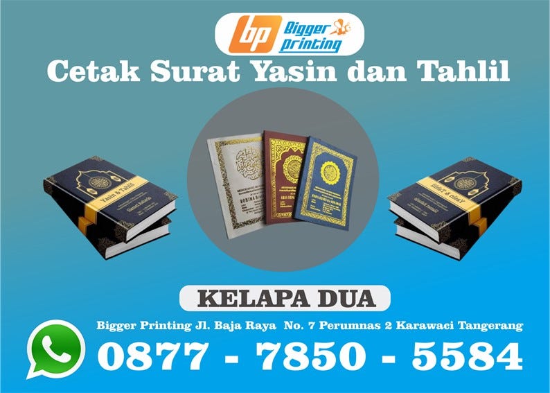 FAST RESPON, Wa./Call. 0877–7850–5584, Cetak Surat Yasin dan Tahlil KELAPA DUA ...