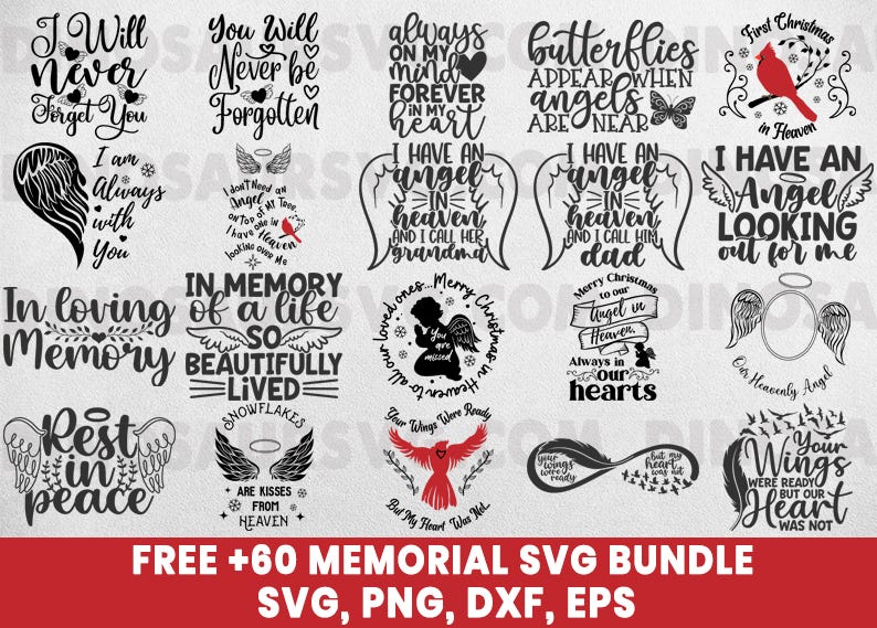 Free +60 Lovely Memorial SVG Bundle Cut Files For Cricut | by ...