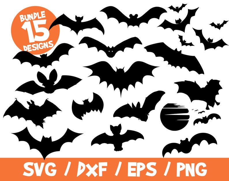Bats svg bundle halloween decor vector cricut png cut file silhouette ...