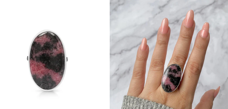 Distinctive Statement Rhodonite Ring for Every Look - Kaira Turner - Medium