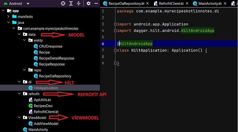API ve Refrofit nedir? Kotlin projesinde nasıl kullanılır? Hilt ve MVVM mimarisi ile birlikte ...