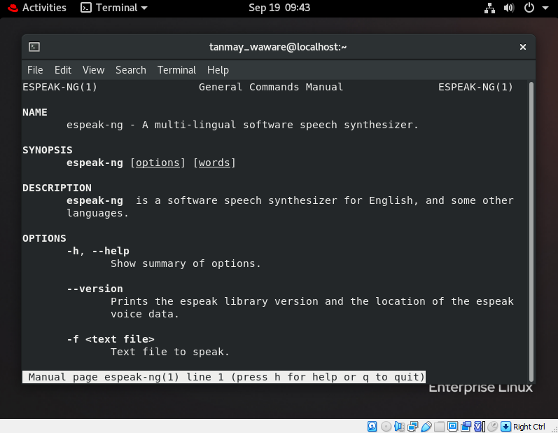 “espeak Ng” Command In Redhat Linux By Tanmay Waware Medium