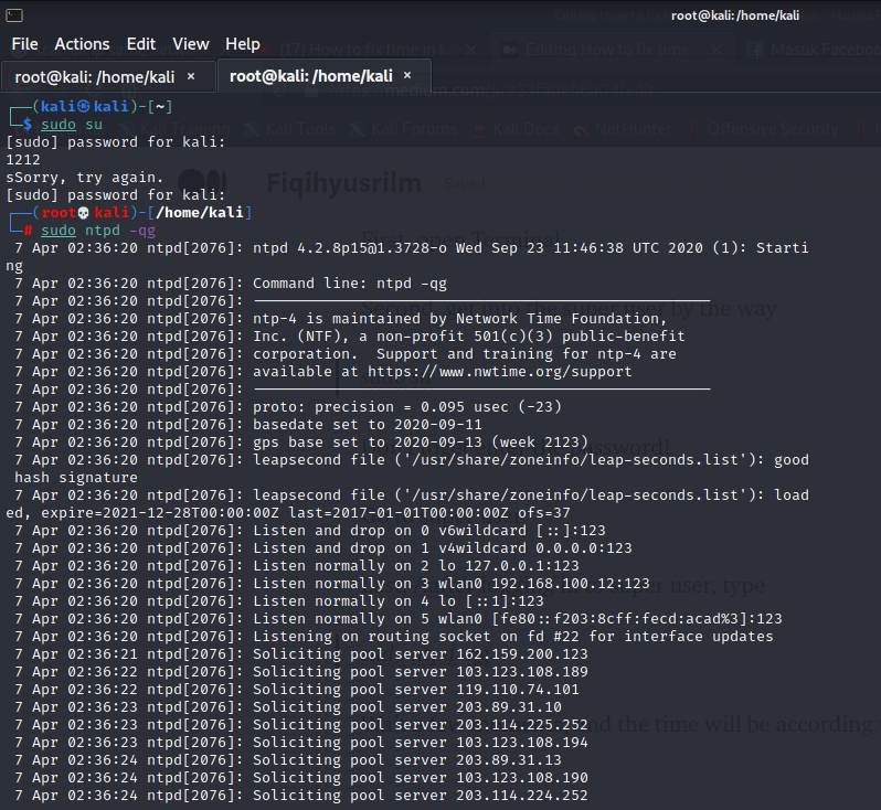 How to fix time in kali linux? (cara perbaiki jam di kali linux ...
