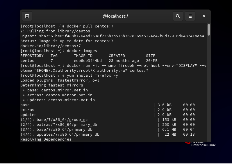 Launching a docker container and installing firefox inside it ,also ...
