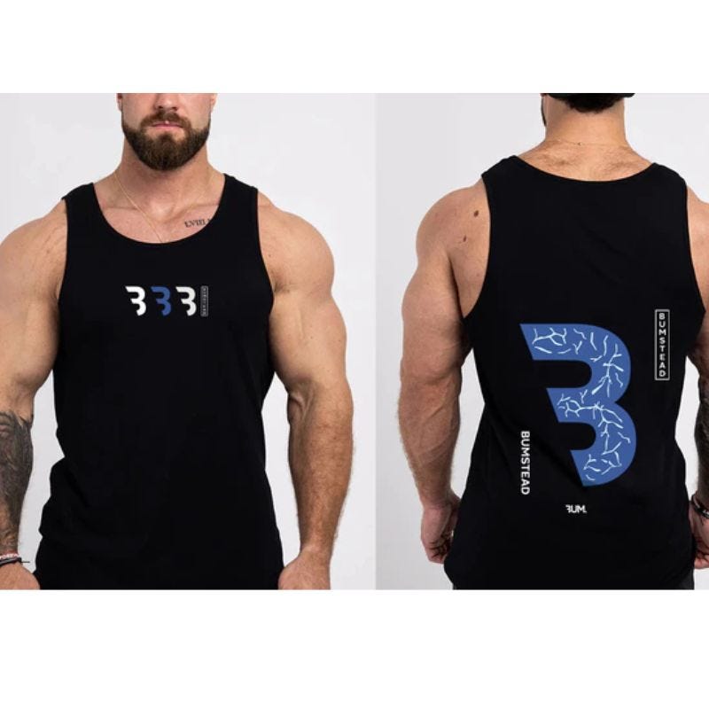 Chris Bumstead Tank Tops — Blue Icon B Signature Tank Top - Chris ...