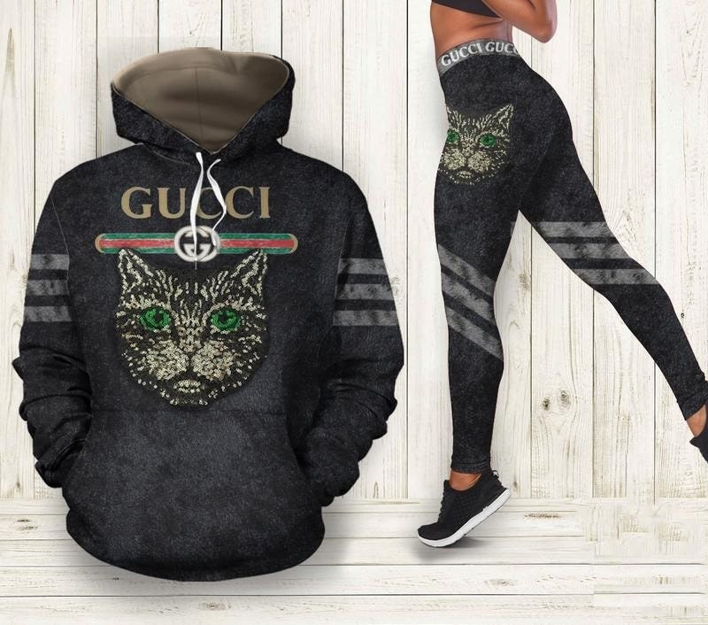 Gucci Brand cat 3d all over print Hoodie Leggings Set For Cat Lovers ...