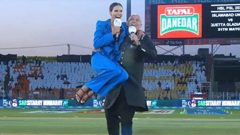 During the pre-match show in the PSL, Danny Morrison lifts the ...
