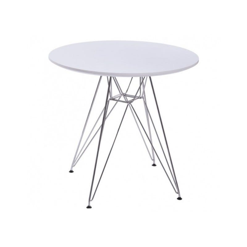 Mesa Tower, Cromada, Tapa Blanca, 80 Cms De Diámetro - Muebles ...