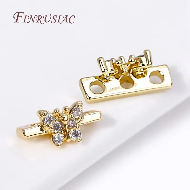 Top 5! 18K Gold Plated Inlaid Zircon Separators For Beads,2/3 Hole ...