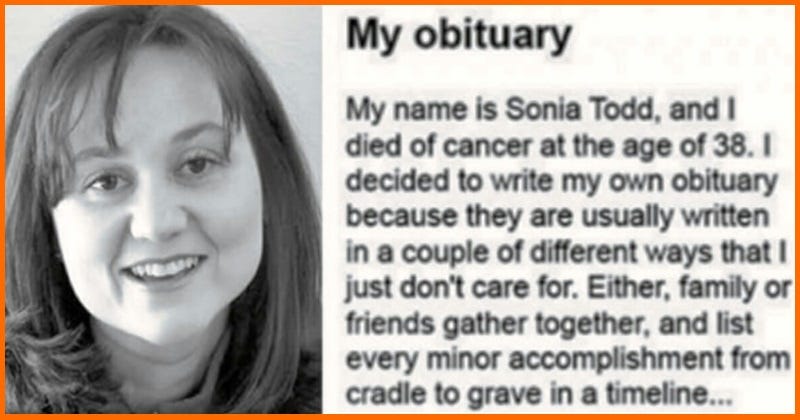 38-Year-Old Woman Wrote Her Own Obituary, We All Need To Read It ...