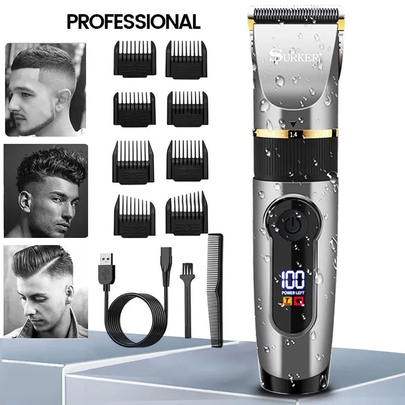 Big Deals! Professional Hair Clipper Rechargeable Electric Trimmer For ...