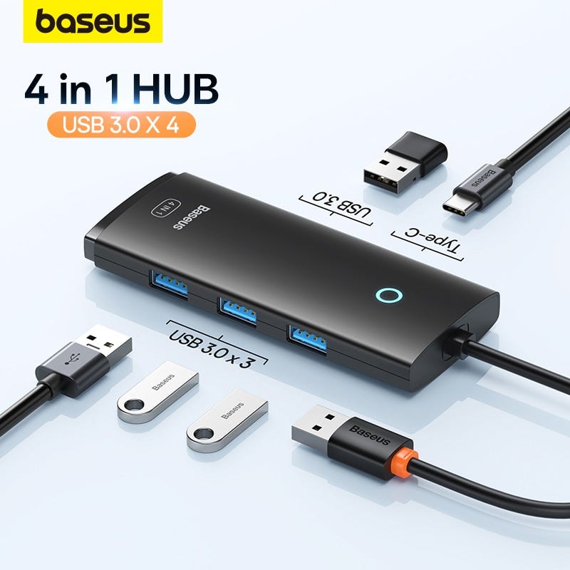 Best Deals! Baseus USB HUB Adapter 4 in 1 USB Type C to USB 3.0 HUB ...
