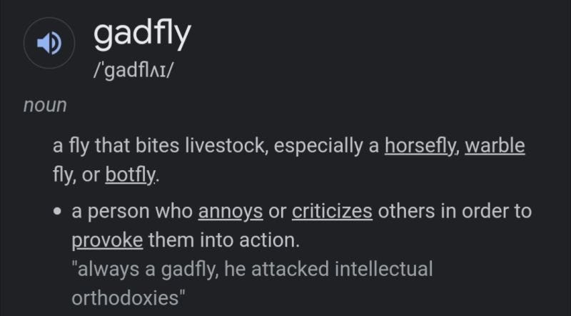 Keeping the gadfly alive. We all have come across the gadfly… | by Rahul Jindal | Oct, 2023 | Medium