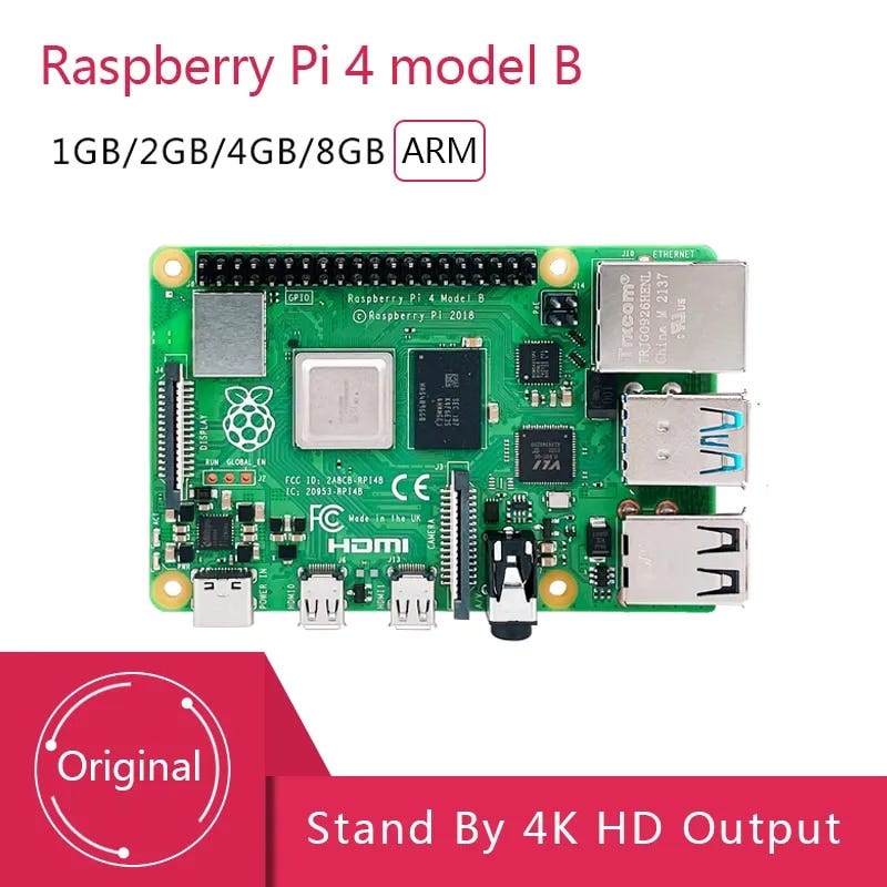 Hot Review! Original Raspberry Pi 4 Model B 4B RAM 1GB 2GB 4GB 8GB Core 1.5Ghz 4K Micro HDMI ...