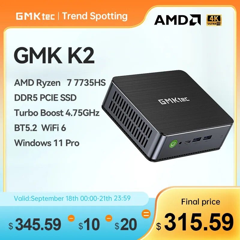 Big Deals! GMKtec K2 Mini Pc AMD Ryzen 7 7735HS 8C/16T DDR5 16/32GB ...