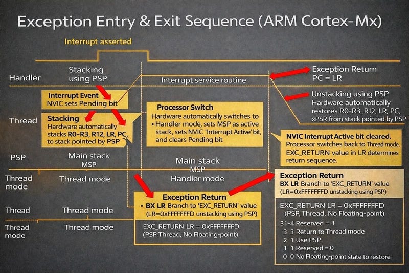 Decoding Exception Entry & Exit on ARM Cortex-Mx | by Aman Prasad | Medium