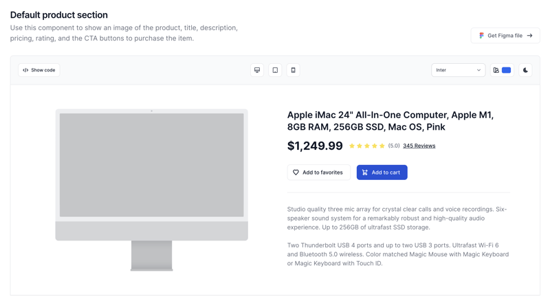 Product Overview Components Built With Flowbite And Tailwind Css For E Commerce Ui By