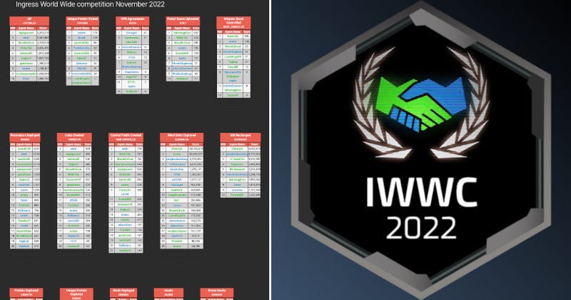 11/30まで開催中のスタッツコンペ「Ingress WWC Agent Stats November 2022」、リーダーボード公開 - Enlightened Today Japan ...