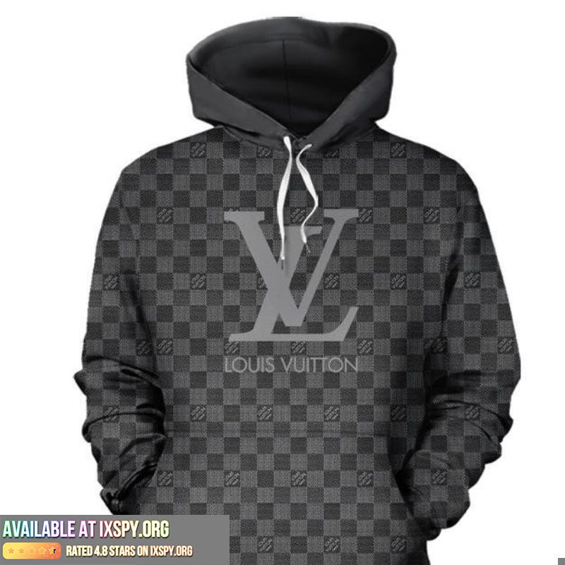 Louis Vuitton Grey Unisex Hoodie For Men Women Luxury Brand Lv Clothing ...