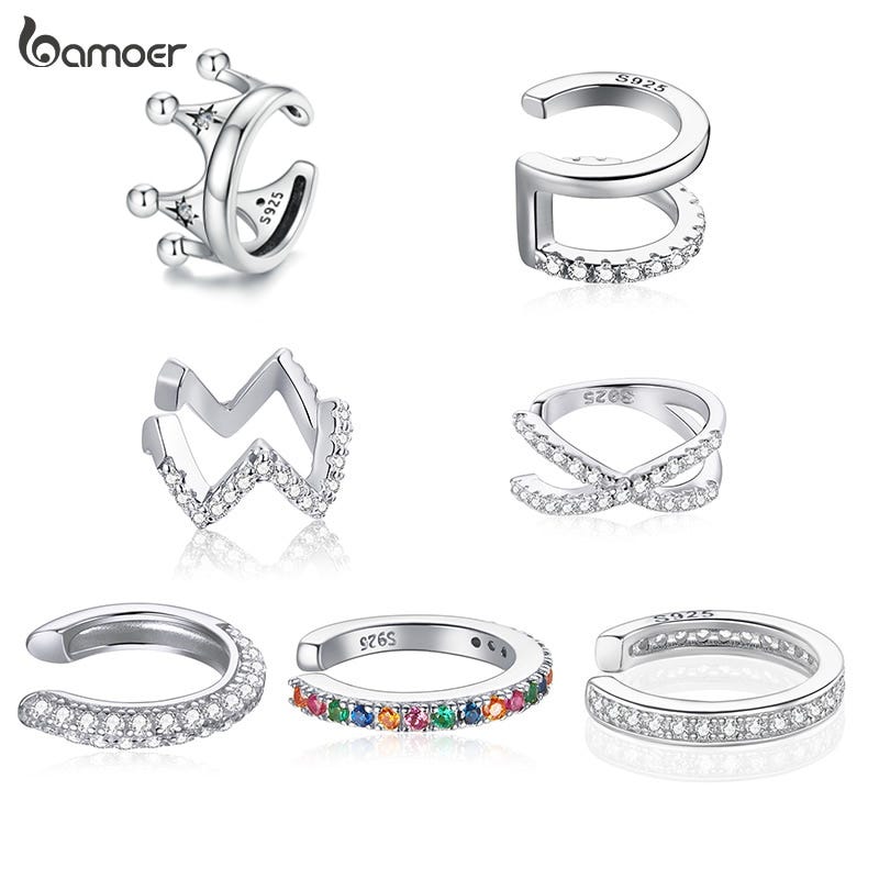 Best Price! bamoer 925 sterling silver Mono-earring Clip Earrings for ...