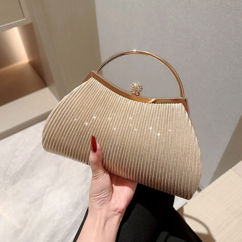 Top 10! Pleated Evening Handbag Women Top Handle Glitter Day Clutch ...