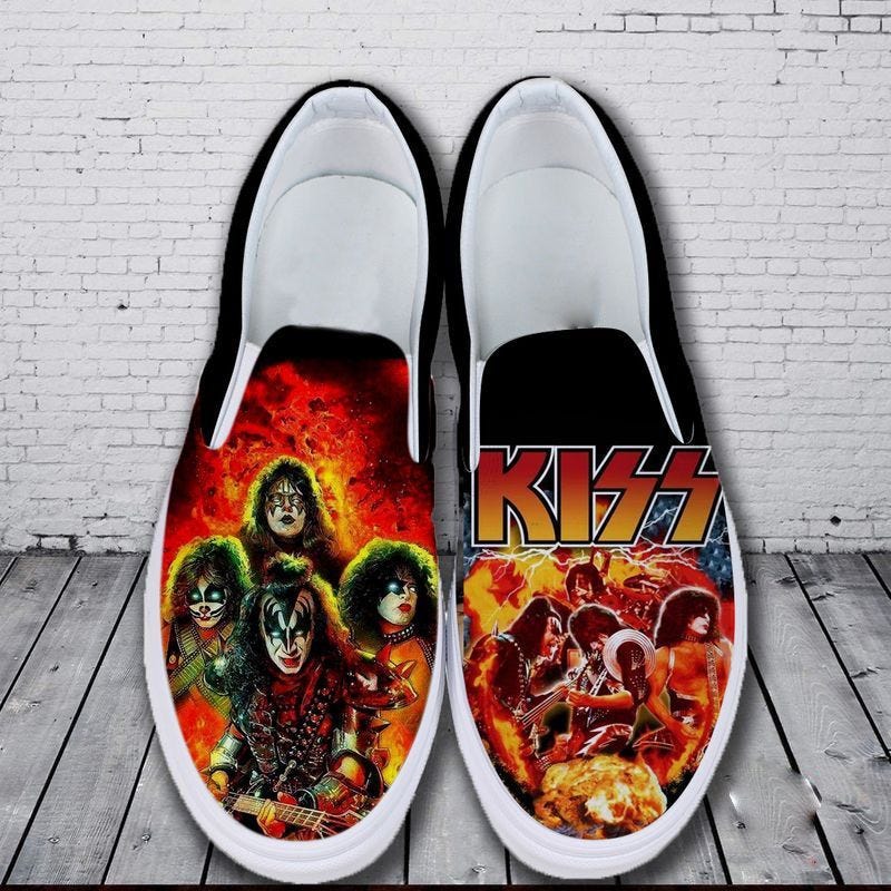 Kiss Rock Band Art Sneaker Design Gift For Fans Custom Shoes Slip On ...
