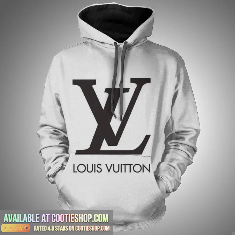Louis Vuitton White Unisex Hoodie For Men Women Luxury Brand Lv ...