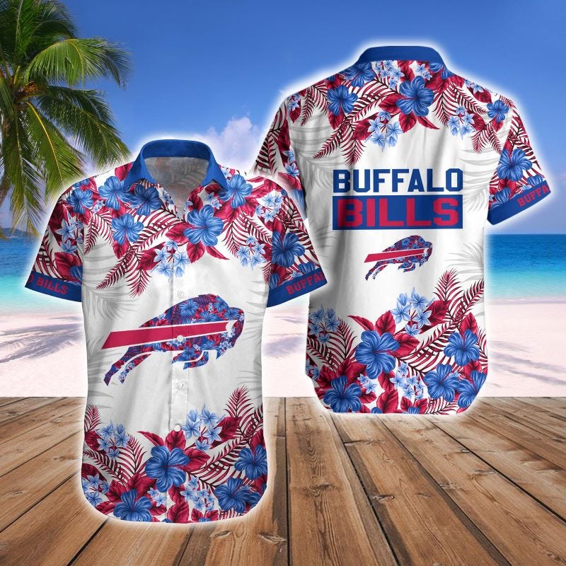 buffalo bills nfl hawaiian shirt, tropiacl flower custom | by ...
