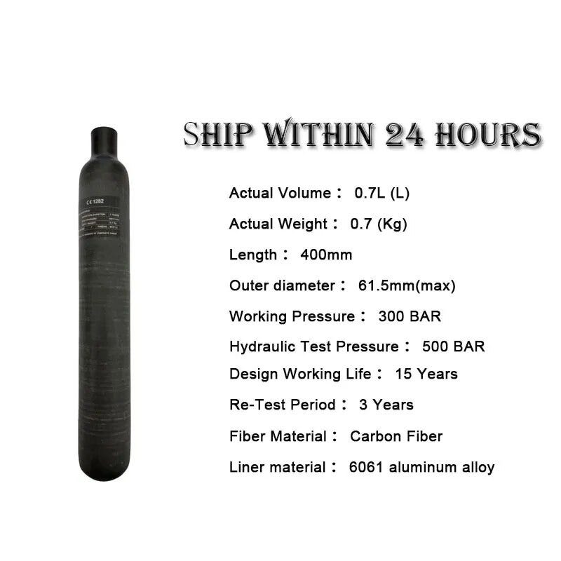 Best Price! 30Mpa 300Bar 4500Psi 0.7L 700cc Carbon Fiber Cylinder Tank ...