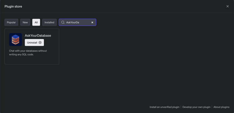 AskYourDatabase: A New Plugin for ChatGPT | by Sheldon Niu | Medium