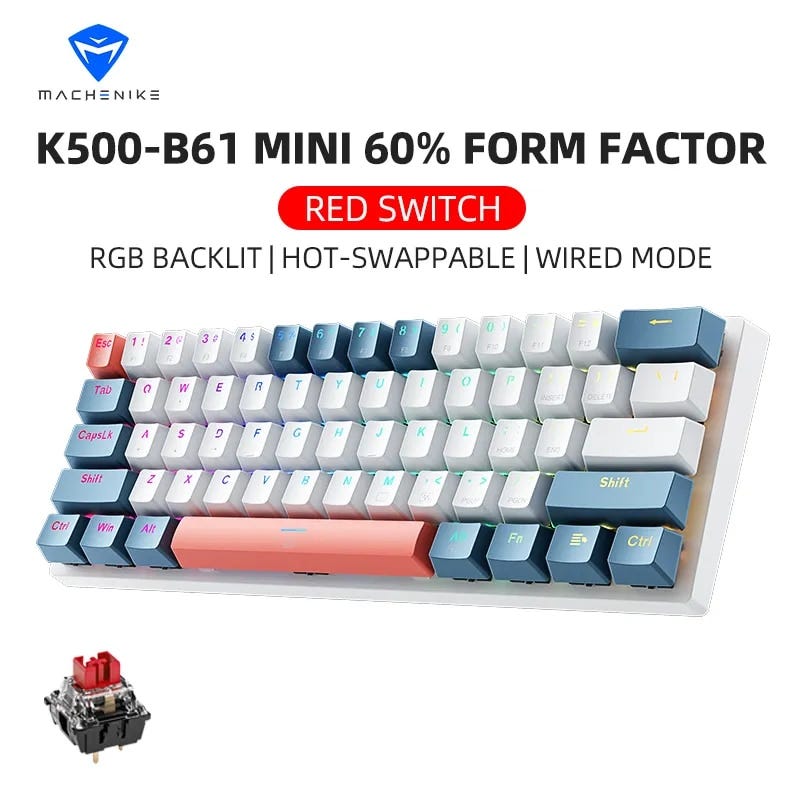 Review! Machenike K500-B61 Mini Mechanical Keybaord 60% Form Factor ...