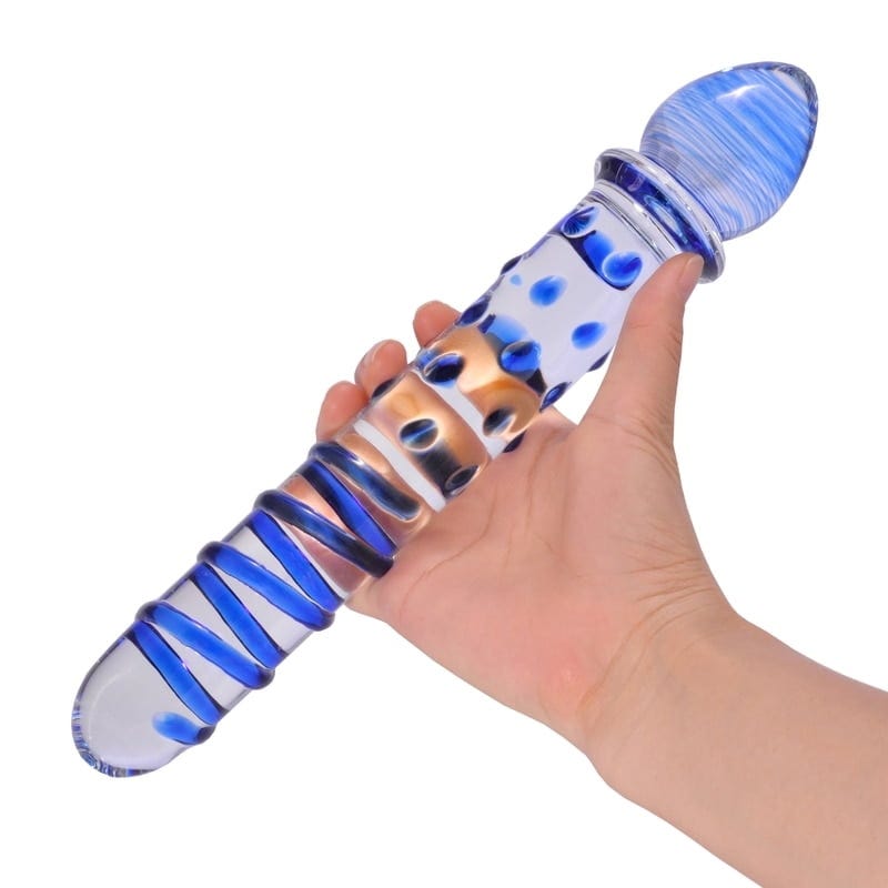 10 Inches Blue Realistic Glass Dildo Double By Ewh987aas Medium