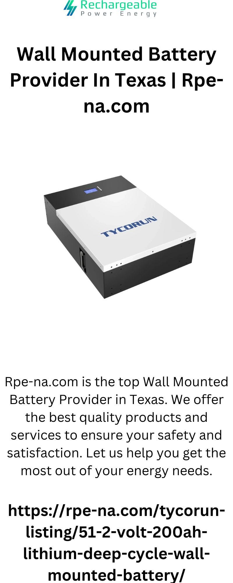 Wall Mounted Battery Provider In Texas | Rpe-na.com ...