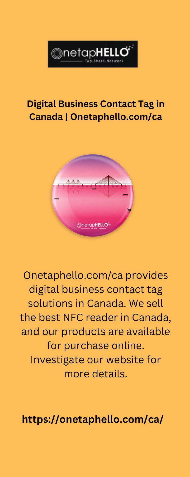 Digital Business Contact Tag in Canada | Onetaphello.com/ca ...