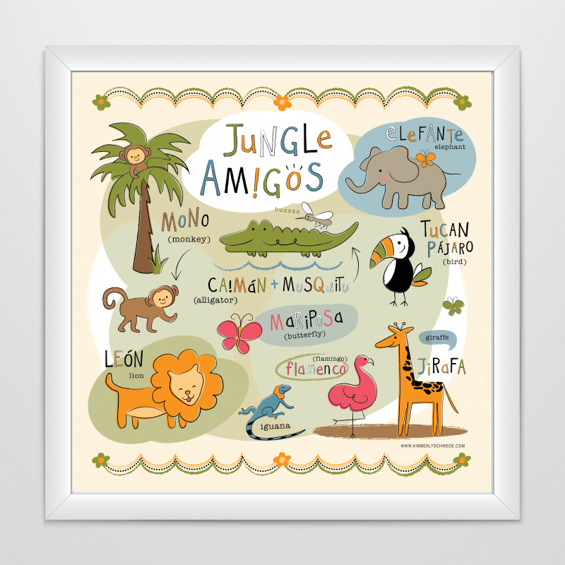 Jungle Animals Printable Wall Art | Spanish Educational Posters ...
