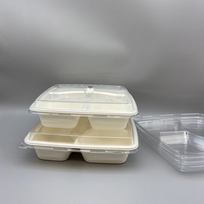 Compostable Sugarcane Bagasse Lunch Trays - MVI ECOPACK - Medium